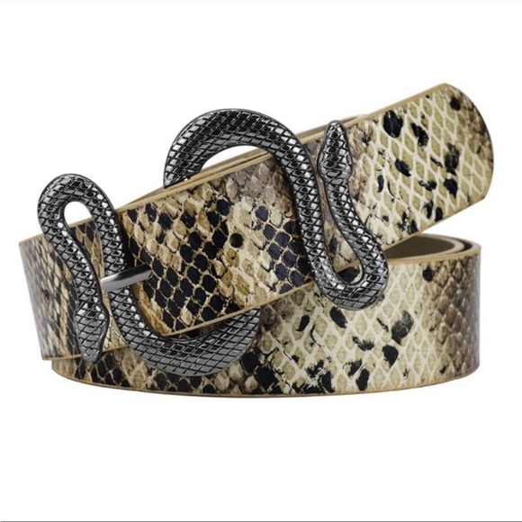 THINK VINTAGE ONLINE | Accessories | Vintage Leather Snake Buckle Belt ...
